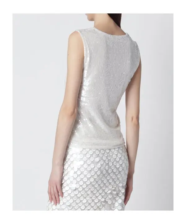 P.a.r.o.s.h Sleeveless Sequined Crewneck Top