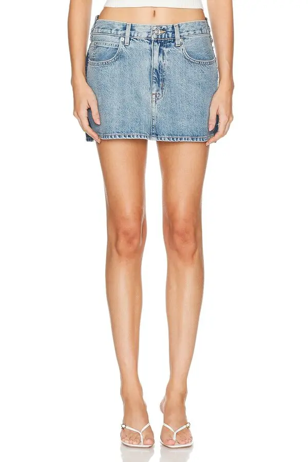 SLVRLAKE Denim Mini Skirt With Belt Loop - Nude