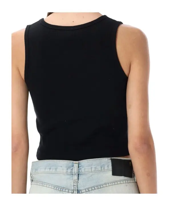 R13 Sleeveless Distressed Ribbed Vest - Black