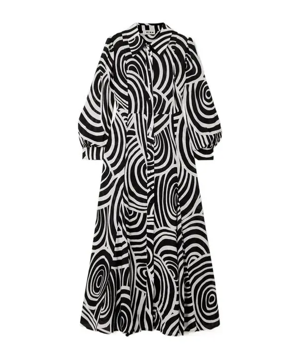 Rixo Maddison Printed Voile Midi Shirt Dress