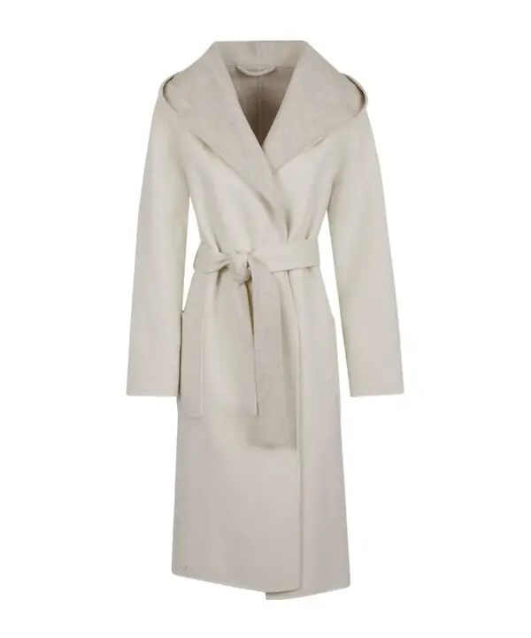 P.a.r.o.s.h Hooded Belted Coat - White