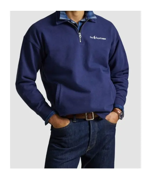 Polo Ralph Lauren Half-zip Sweatshirt With Embroidered Logo - Dark Blue