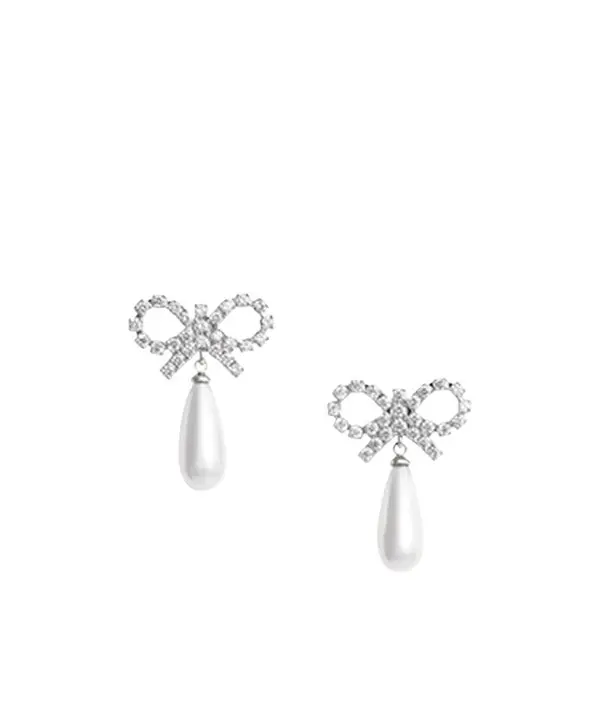 SELF-PORTRAIT Bow Earrings - White