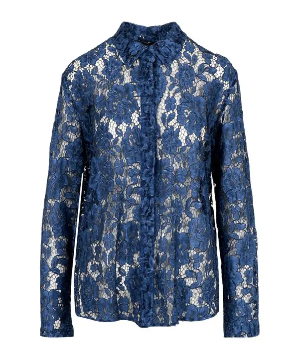 Federica Tosi Sheer Floral Lace Shirt