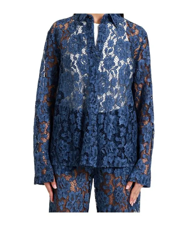 Federica Tosi Sheer Floral Lace Shirt