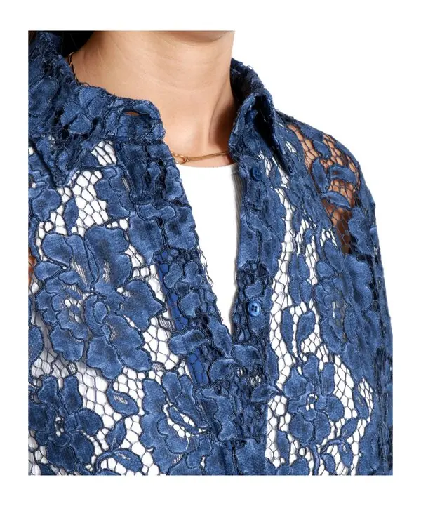 Federica Tosi Sheer Floral Lace Shirt