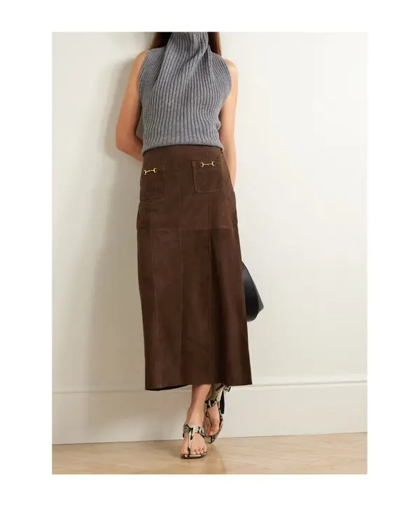 Rixo Trim-trimmed Midi Skirt - Brown