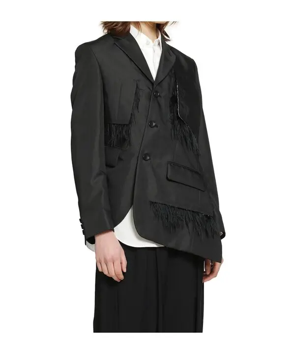 Comme Des Garçons Single-breasted Suit Jacket With Tassel And Patchwork Details