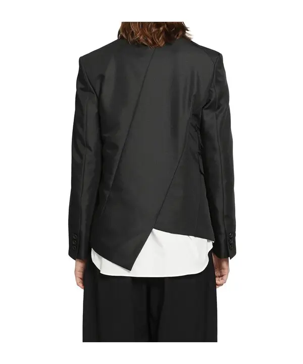 Comme Des Garçons Single-breasted Suit Jacket With Tassel And Patchwork Details