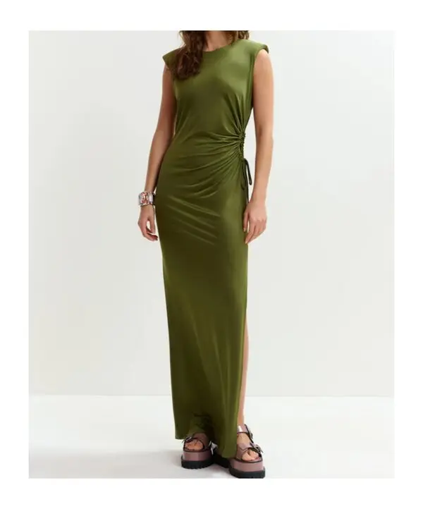 Essentiel Antwerp Joye 098" Draped Jersey Maxi Dress - Khaki