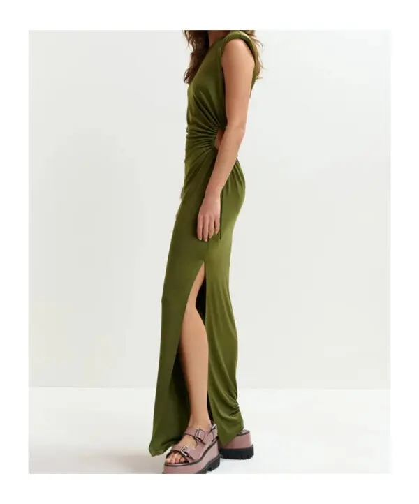 Essentiel Antwerp Joye 098" Draped Jersey Maxi Dress - Khaki