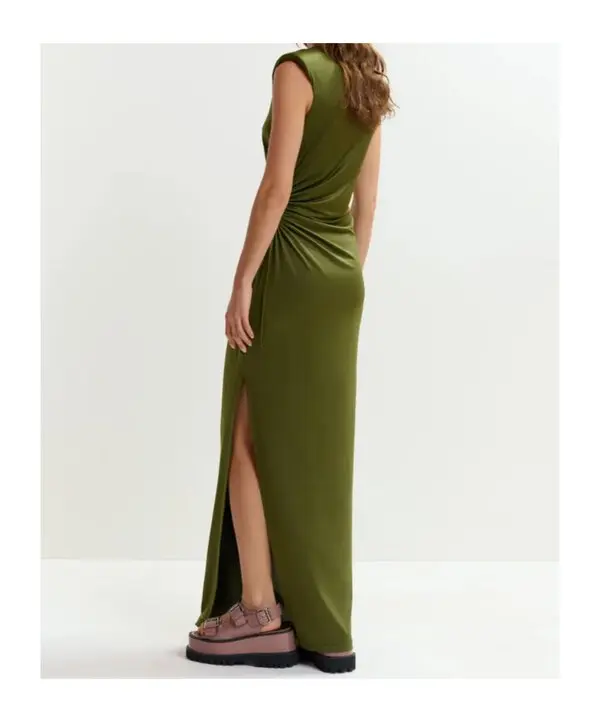 Essentiel Antwerp Joye 098" Draped Jersey Maxi Dress - Khaki