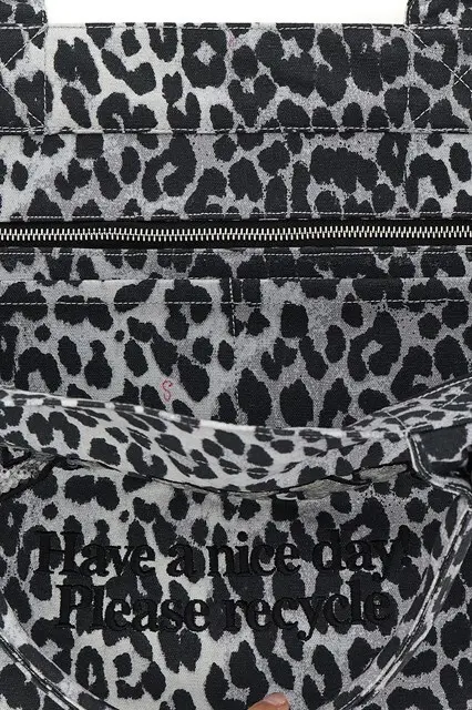 GANNI Leopard Printed Sequinned Tote Bag - Grey