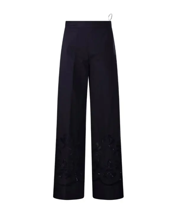 FORTE_FORTE Embroidered Wide-leg Pants - Notte