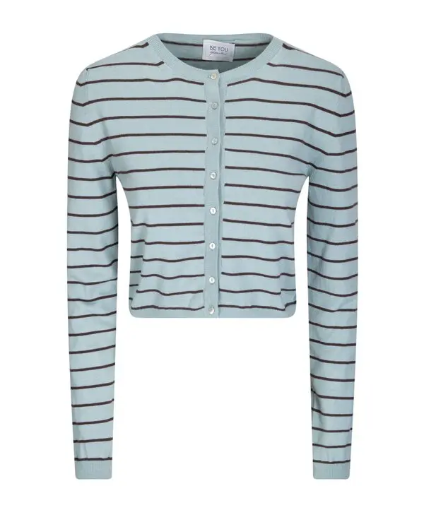 BE YOU Striped Cropped Cardigan