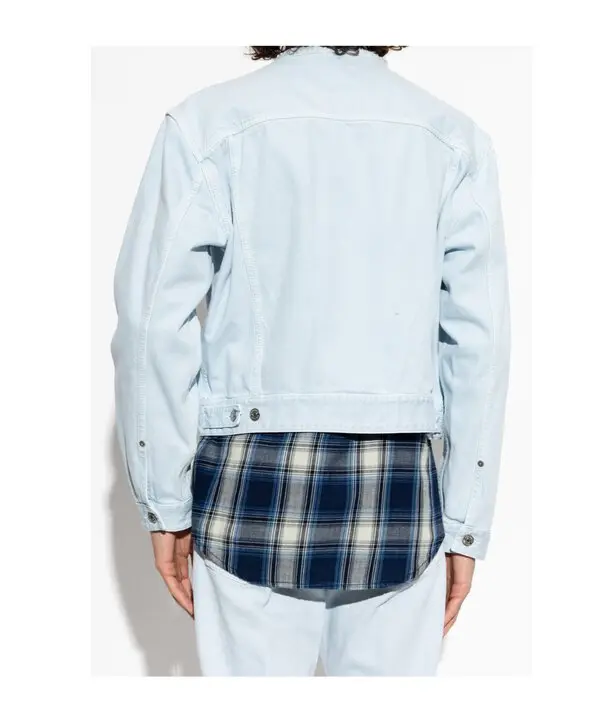 Dsquared2 Distressed Denim Jacket With Frayed Collar - Light Blue