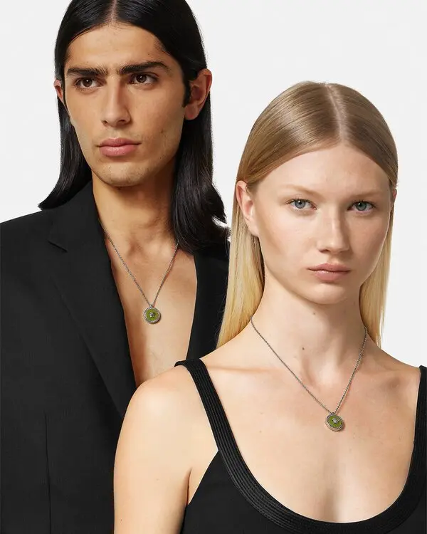 Versace Medusa Charm Pendant Necklace - White