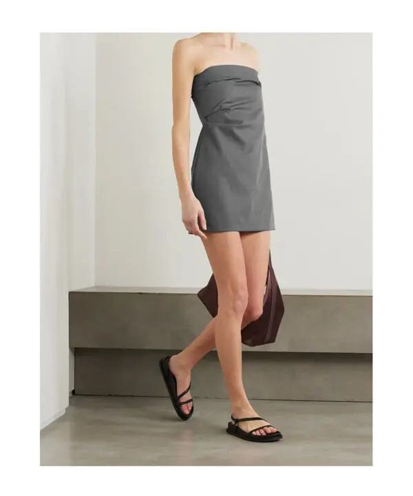 ST. AGNI Strapless Cutout Wool-blend Twill Mini Dress