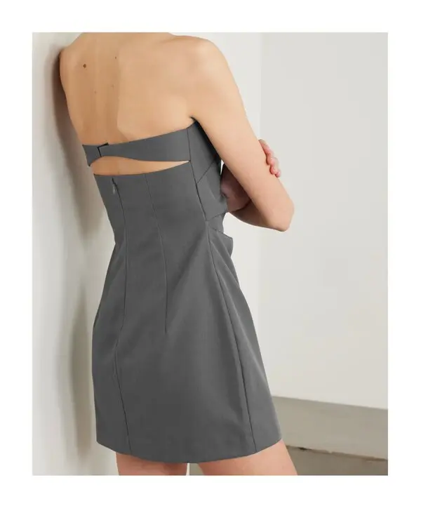 ST. AGNI Strapless Cutout Wool-blend Twill Mini Dress