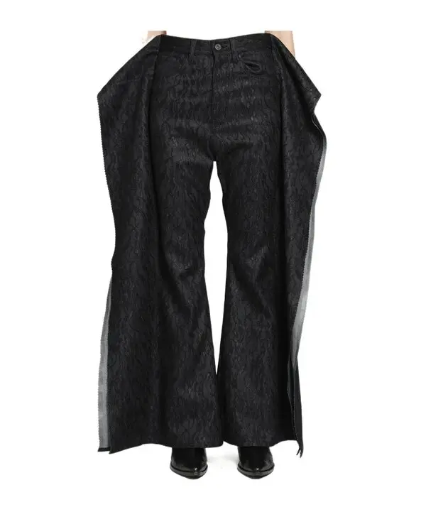 Junya Watanabe Floral Jacquard Wide Leg Trousers - Black