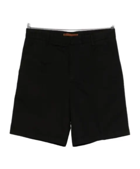 Zegna Flat-front Belt Loop Shorts - Black