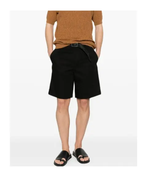 Zegna Flat-front Belt Loop Shorts - Black