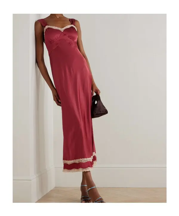 Rixo Sleeveless Midi Dress With Lace Trim