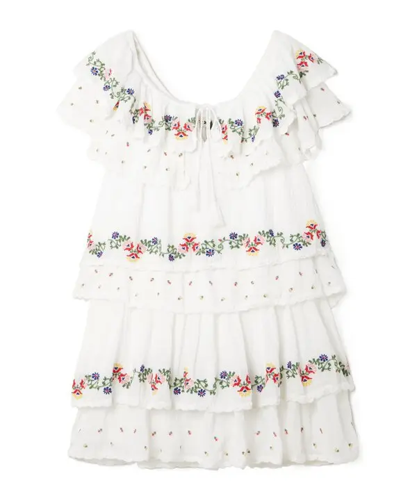 Rixo Embroidered Dress - Cream