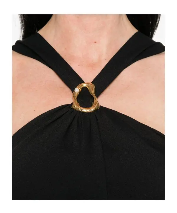 FORTE_FORTE Sleeveless Halter Neck Maxi Dress With Ring Detail