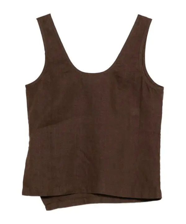 Closed Split Detail Sleeveless Top - Maple Brown