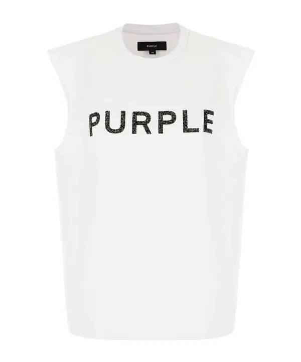PURPLE BRAND Crew Neck Sleeveless Vest With Letter Decoration - White