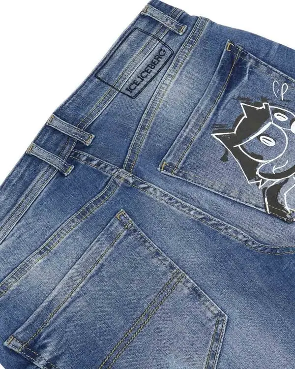 Iceberg Straight Leg Jeans With Cartoon Motif
