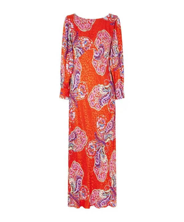 Rixo Marni Maxi Dress With Long Sleeves And Open Back
