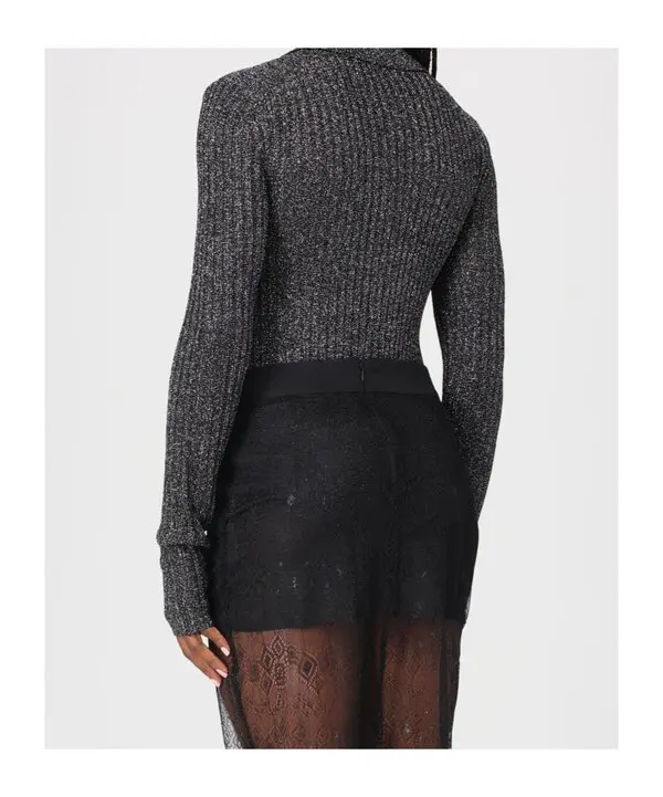 THE FRANKIE SHOP Ribbed Knit Bodysuit With Polo Collar