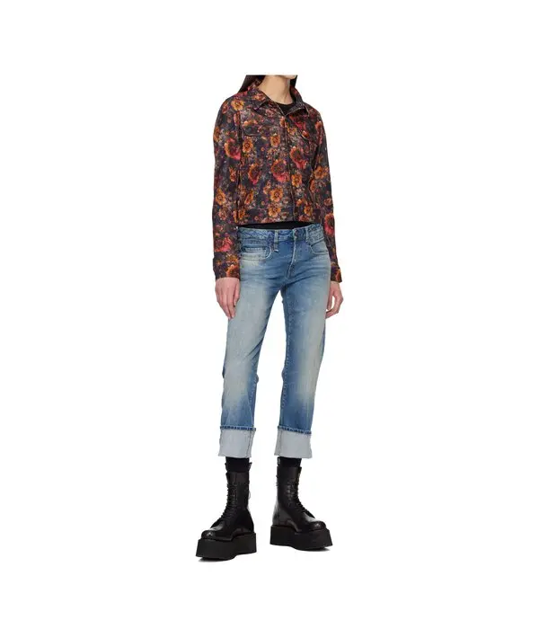 R13 Collared Floral Denim Jacket