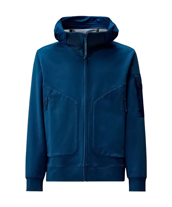 C.P. COMPANY Metropolis Series Stretch Fleece Mixed Hooded Sweatshirt - Morocco Blue