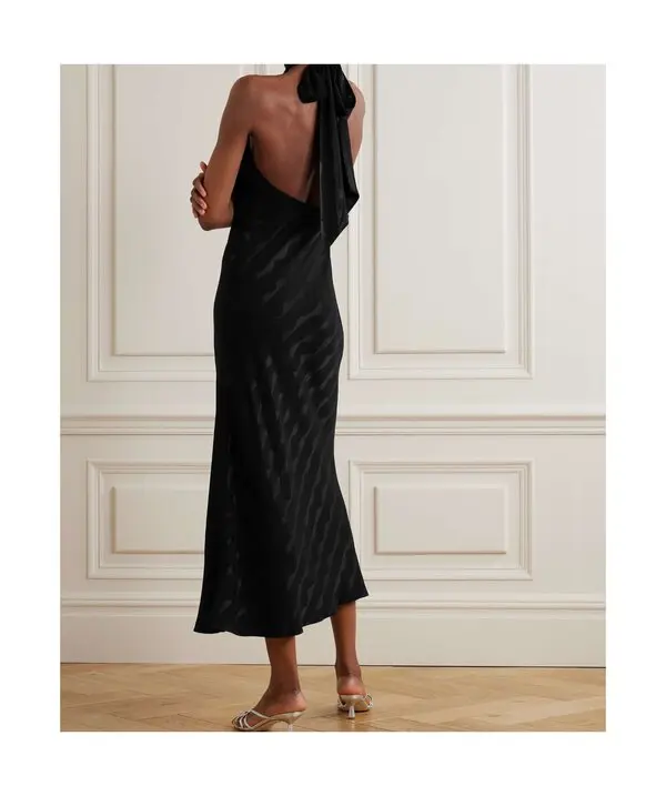 Rixo Sleeveless Printed Midi Dress With Tie Neck