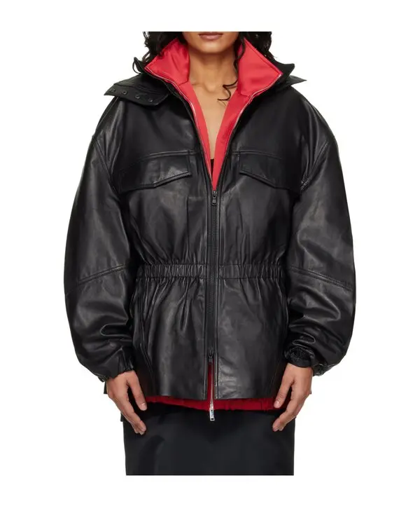 THE FRANKIE SHOP Carnaby Funnel Neck Leather Jacket