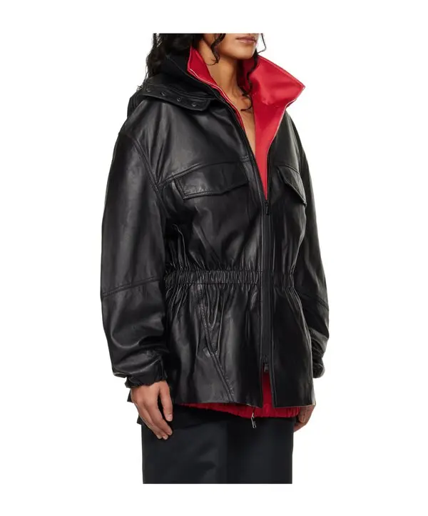 THE FRANKIE SHOP Carnaby Funnel Neck Leather Jacket