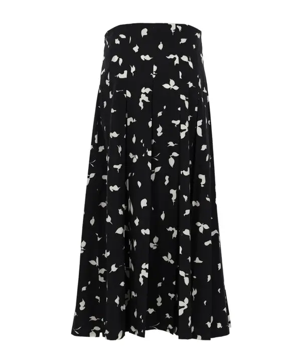 ALYSI Abstract Print Pleated Midi Skirt - Black