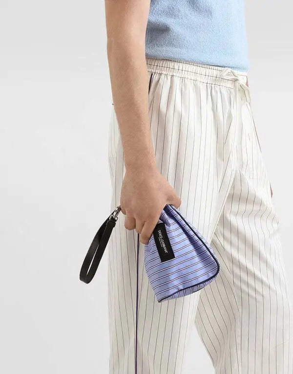 Dolce & Gabbana Striped Poplin Pouch - Blue