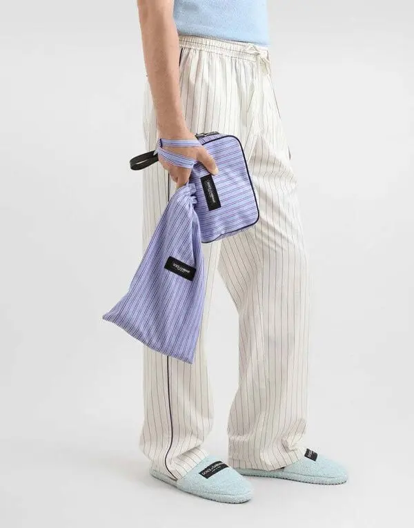 Dolce & Gabbana Striped Poplin Pouch - Blue