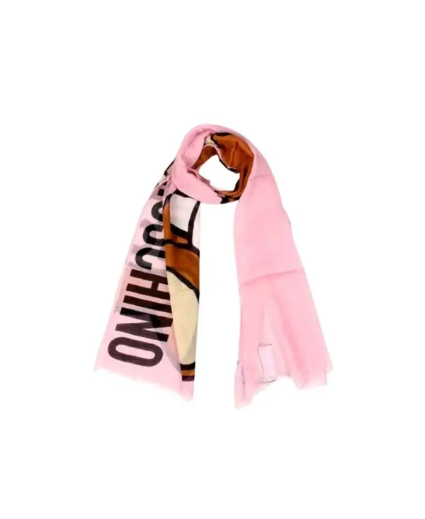 Moschino Teddy Bear Logo Pattern Scarf - Pink