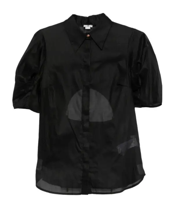 Elisabetta Franchi Sheer Puff Sleeve Shirt - Black