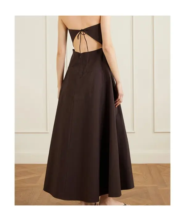 ST. AGNI Strapless Cotton-blend Midi Dress With Open Back