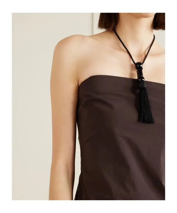 ST. AGNI Strapless Cotton-blend Midi Dress With Open Back