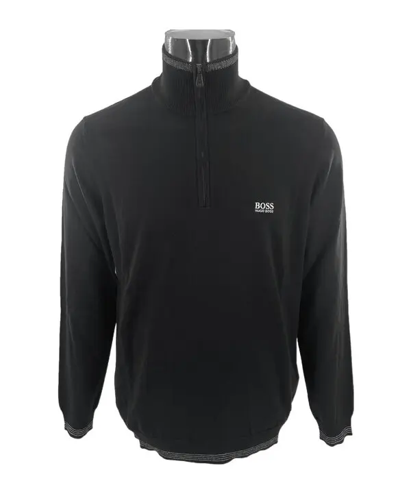 Hugo Boss Long-sleeved Quarter Zip Sweater - Black