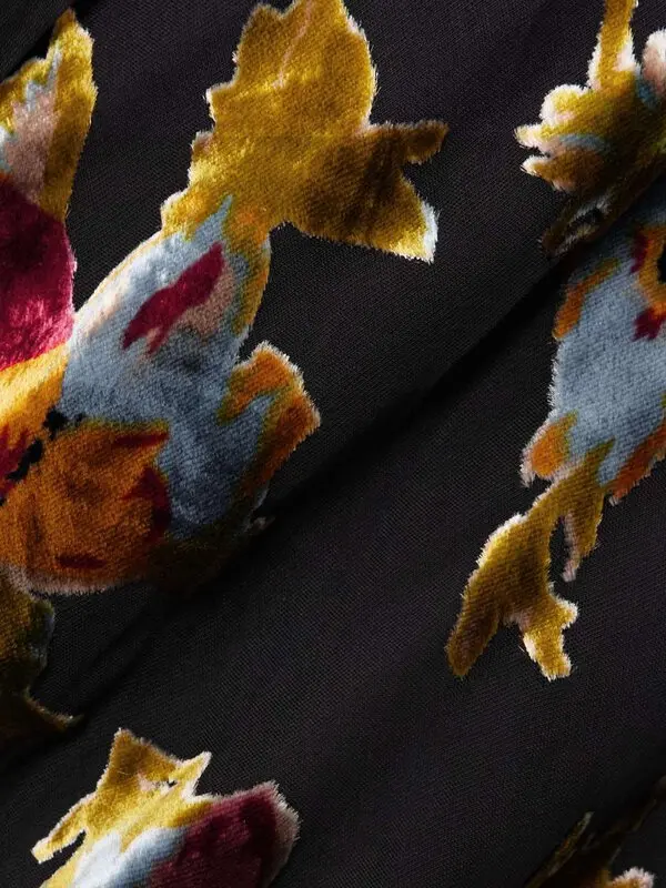 Rixo Floral Print Long Sleeve V-neck Maxi Dress