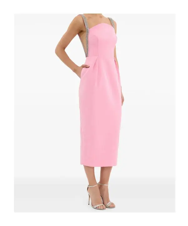Rebecca Vallance Amaro Rhinestone Strap Dress - Pink