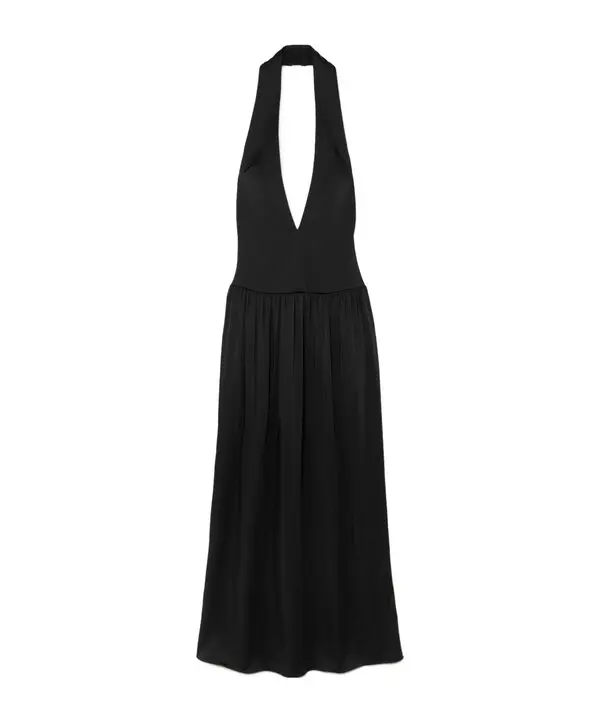 16Arlington Plunging Halterneck Satin Gown